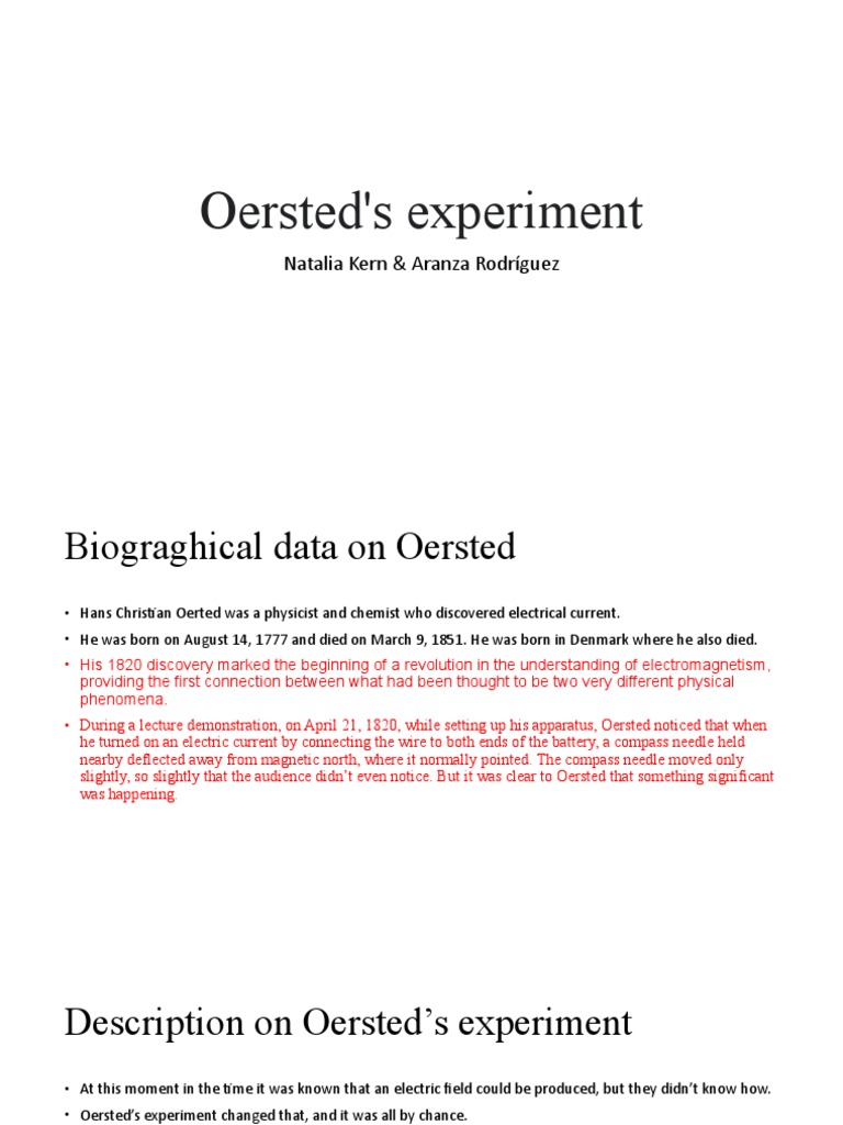 Oersted's Experiment | PDF