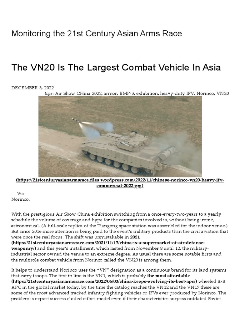 The VN20 Is The Largest Combat Vehicle in Asia - 21st Century Asian Arms Race | PDF | Tanks ...