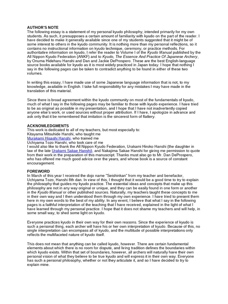 Earl Hartman - Essay On Kyudo Training | PDF | Mind | Virtue