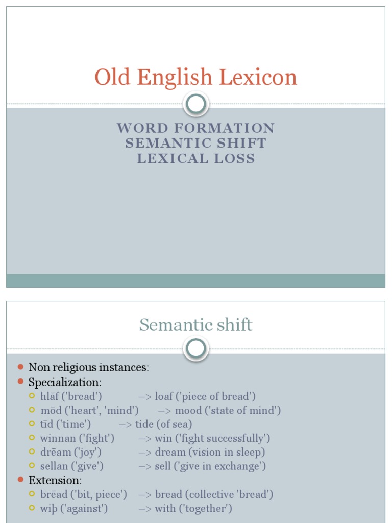 11 - OE Lexicon - Semantic Shift - Word Formation - Lexical Loss | PDF