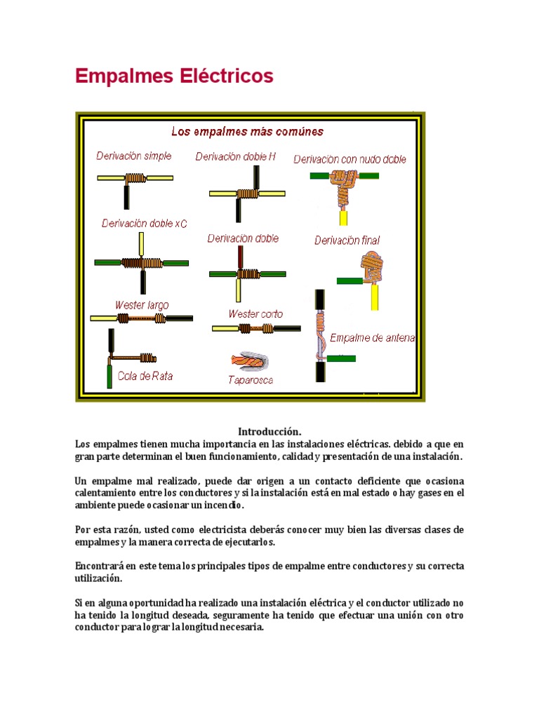 Empalmes Eléctricos | PDF | Conductor electrico | Cableado eléctrico