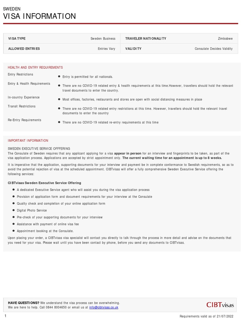 Sweden Visa Application Kit | Download Free PDF | Travel Visa