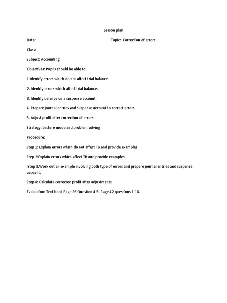 Lesson Plan Correction of Errors | PDF