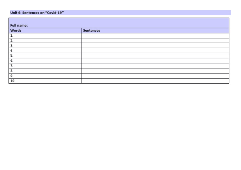 Unit 6. Sentences | PDF