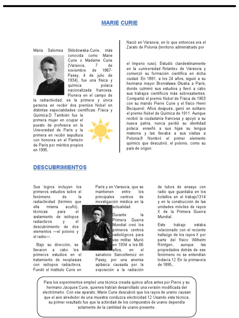 Biografía y logros de Marie Curie | PDF