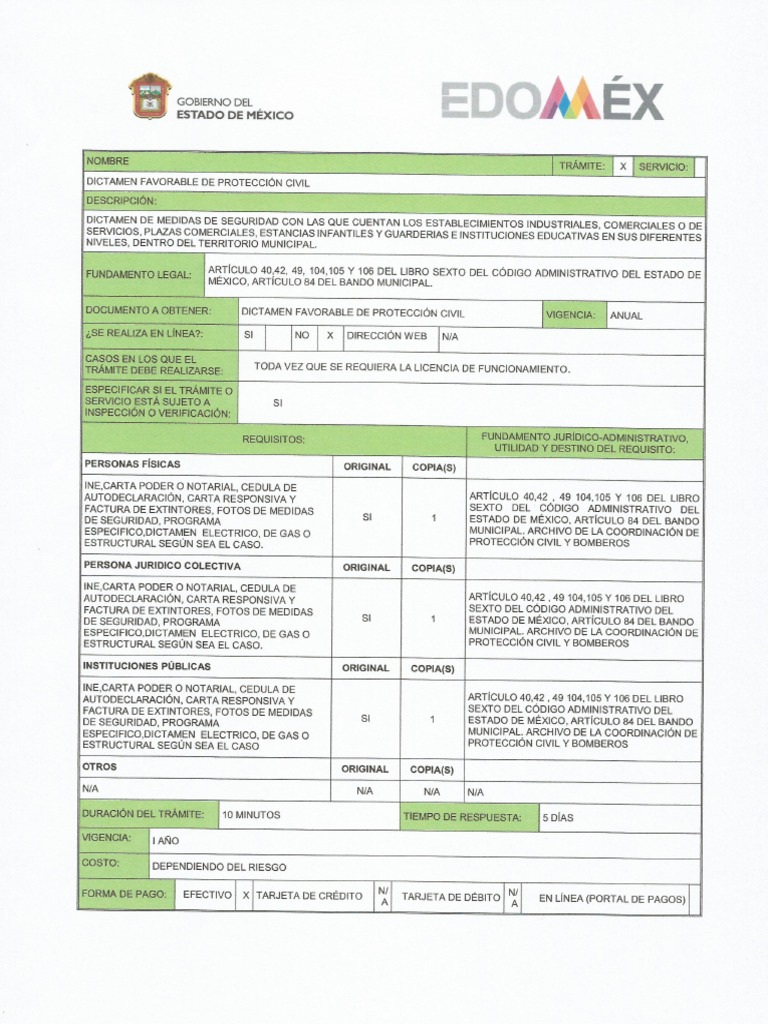 Dictamen Favorable de Protección Civil 2020 | PDF