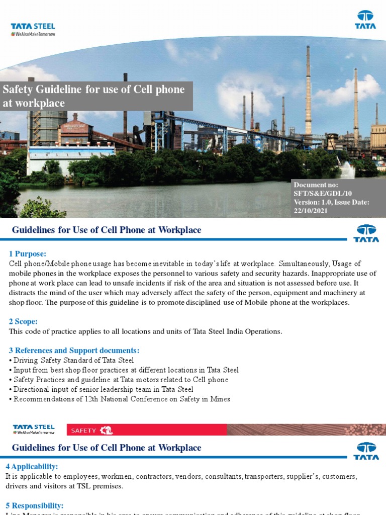 Safety Guideline For Use of Cell Phone at Workplace | PDF | Mobile ...