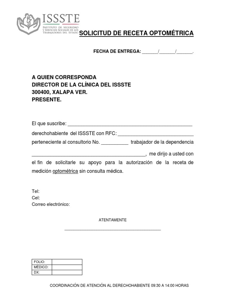 Solicitud de Receta Optométrica | PDF