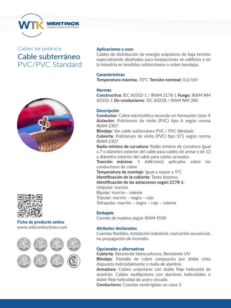 A1 - 1.1 Cable Subterraneo PVC - PVC Standard | PDF | Calidad (comercial) | Ciencia de los ...