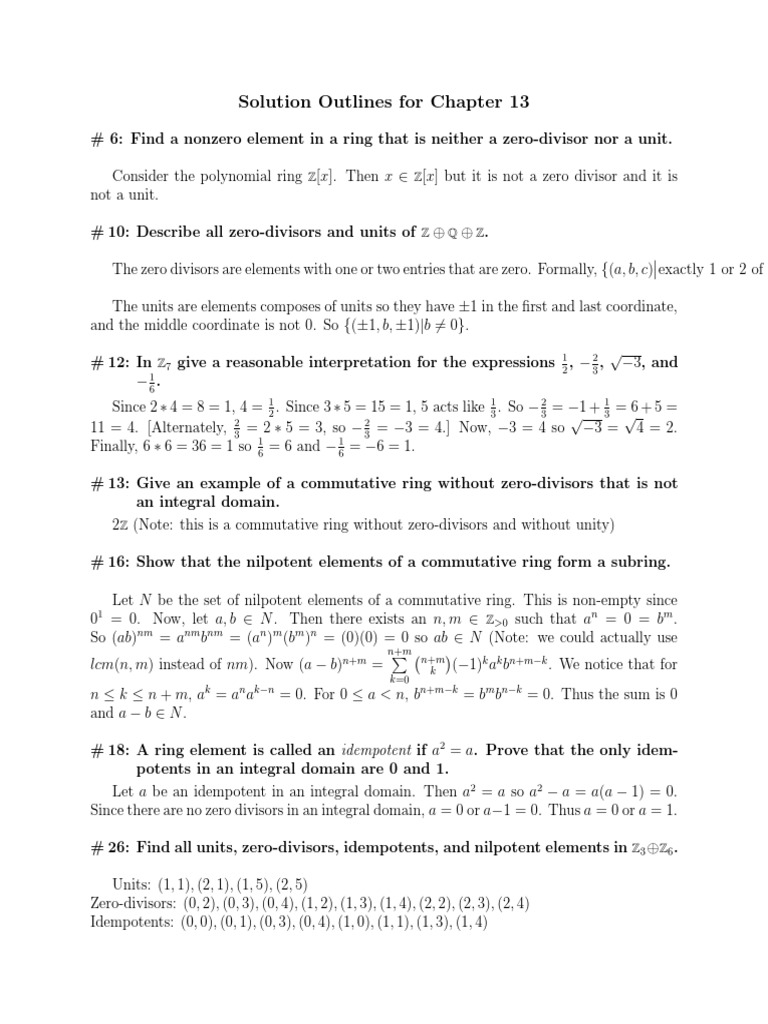 CH 13 Sltns | PDF | Ring (Mathematics) | Field (Mathematics)