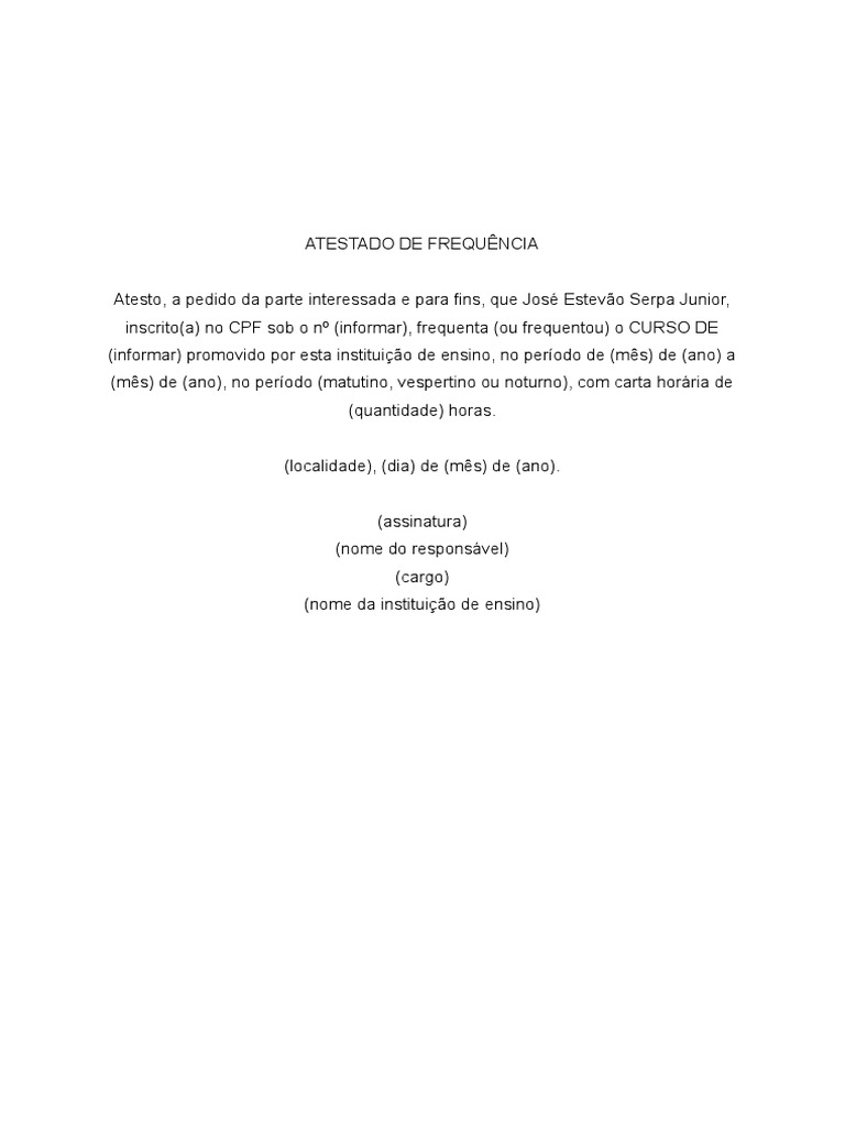 Modelo de Atestado de Frequencia Escolar | PDF