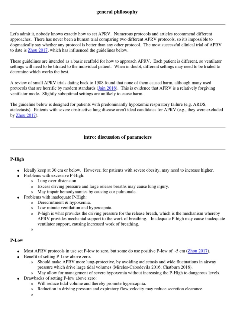 APRV Weaning Protocol Guidelines | PDF | Breathing | Exhalation