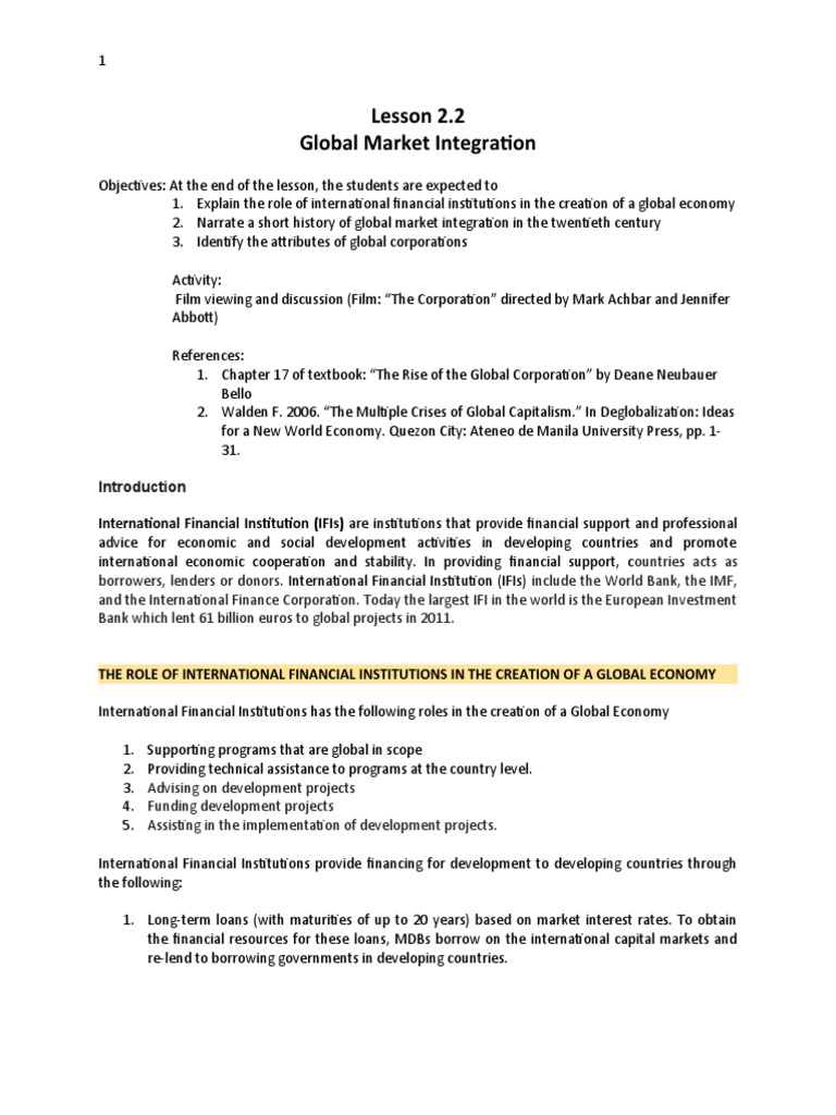 Exploring Globalization Through International Financial Institutions and the Rise of ...
