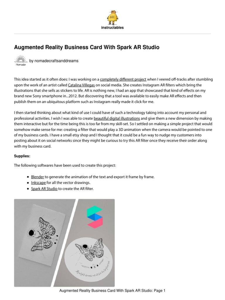 Augmented Reality Business Card With Spark Ar Stud | PDF | Augmented Reality | Texture Mapping