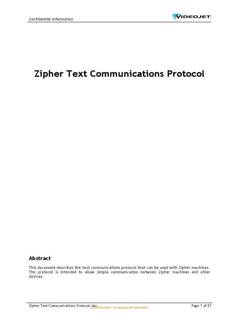 Zipher Text Communications Protocol v1.34 | PDF | Xml | Transmission ...