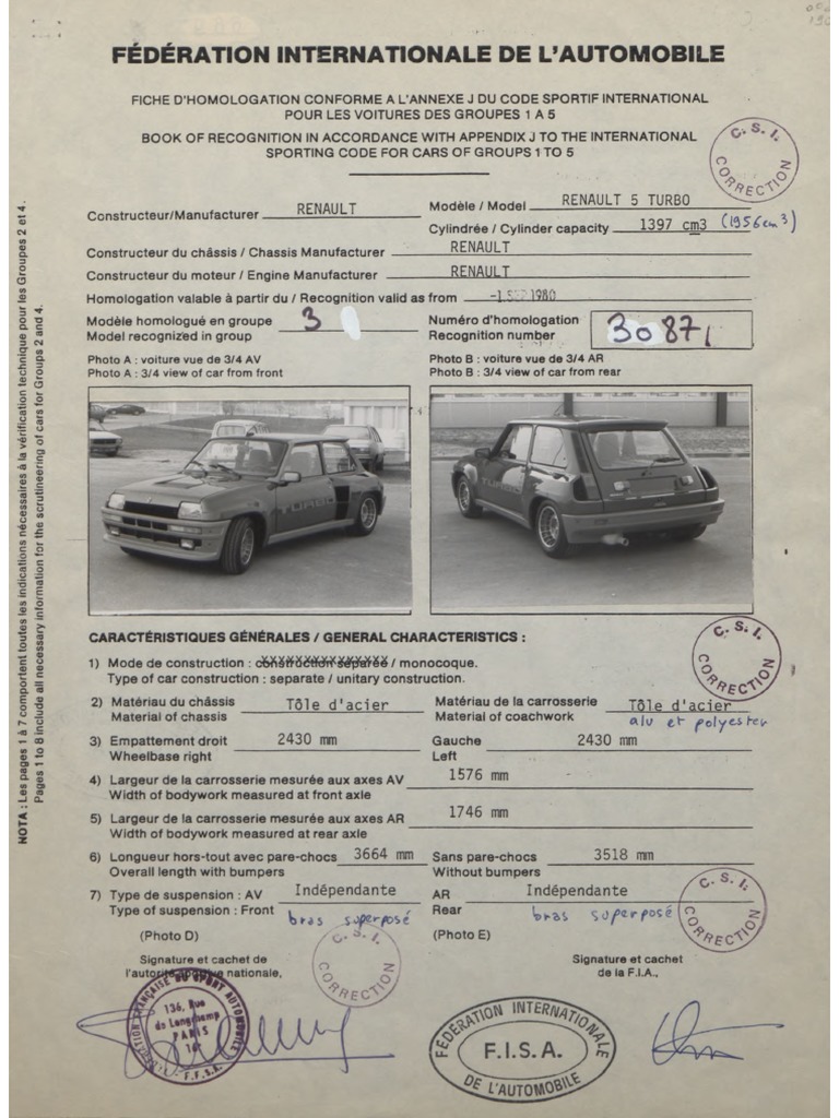 Homologation Form Number 3087 Group 3 | PDF | Turbocompresseur ...