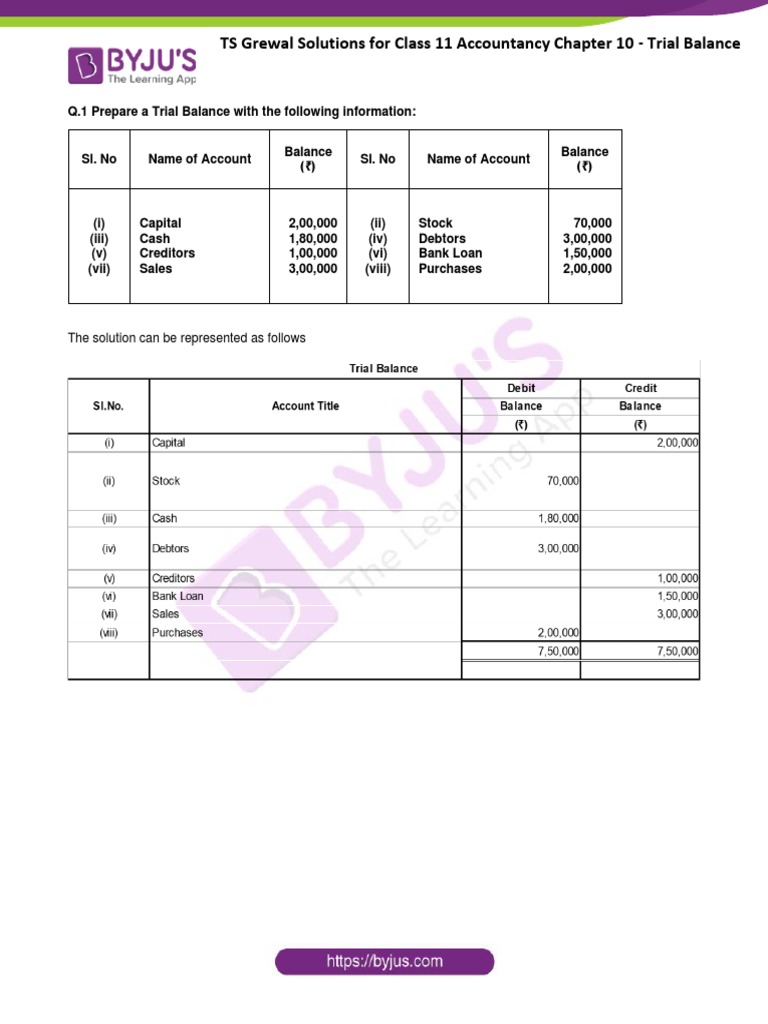 Ts Grewal Solutions For Class 11 Accountancy Chapter 10 Trial | PDF | Debits And Credits | Economies
