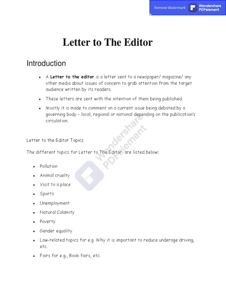 Letter To The Editor | Download Free PDF | Letter To The Editor