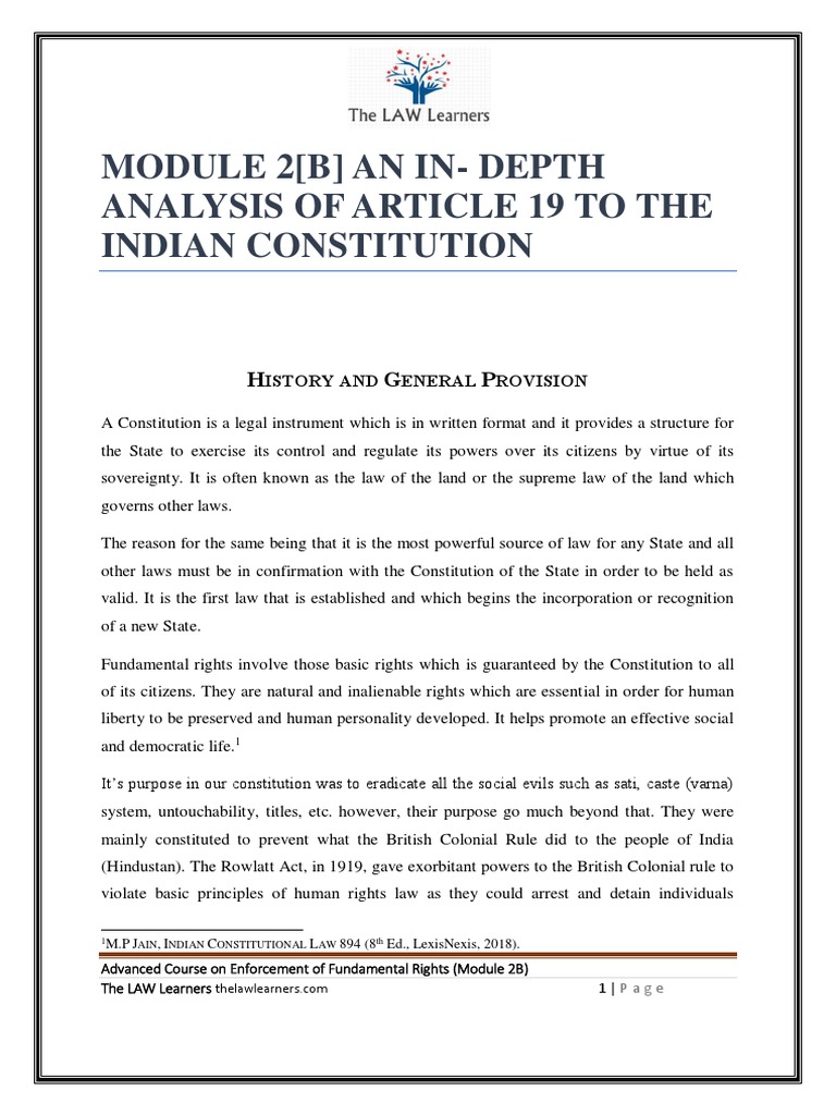Module 2 (B) - Article 19 | PDF | Rights | Common Law