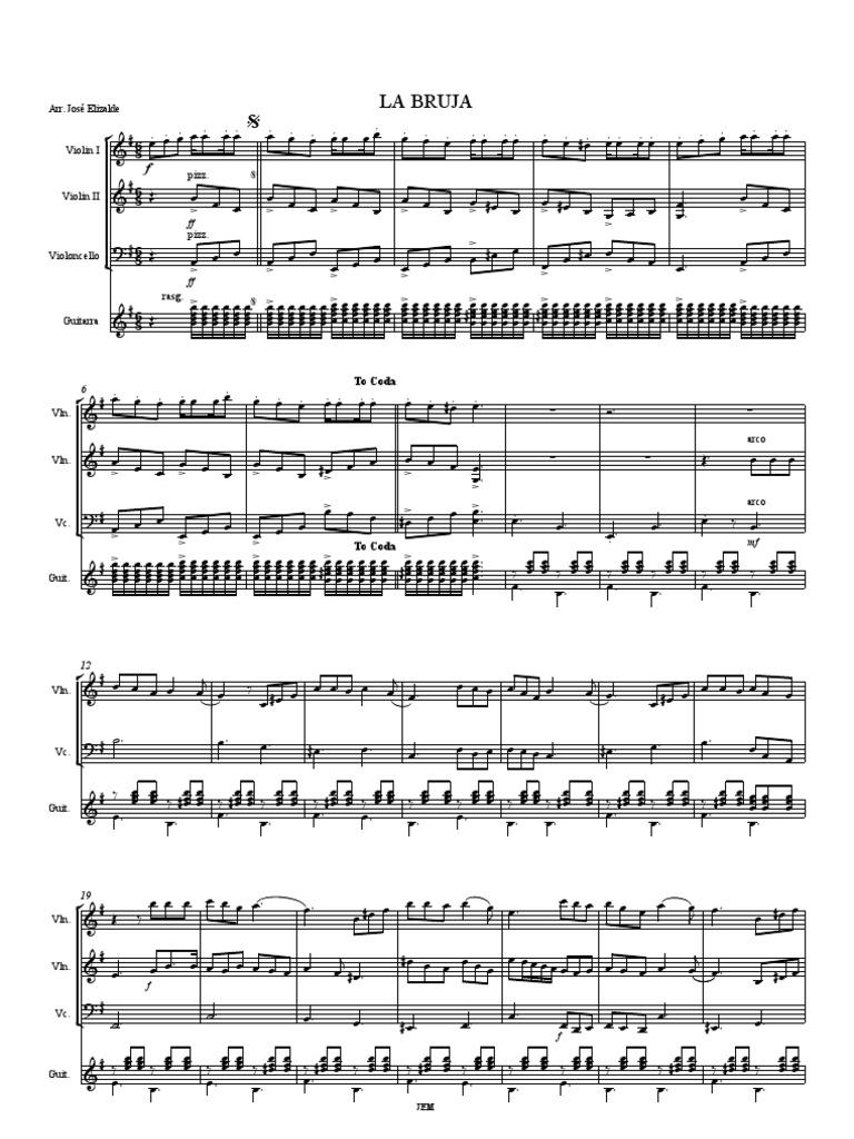 La Bruja-Em SCORE, 2vl VC y Guit | PDF