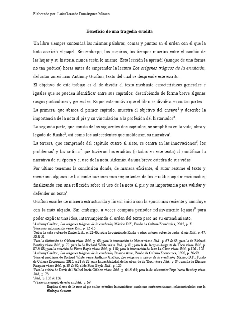 Los Orígenes Trágicos de La Erudición | PDF