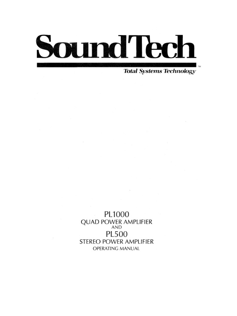 Soundtech Pl1000 Quad Pl500 Stereo Amplifier | PDF