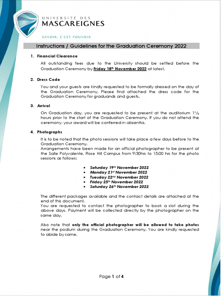 Graduation Guidelines 2022 | PDF