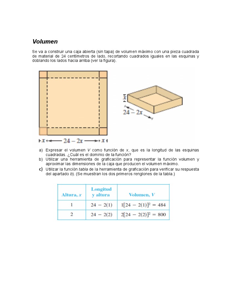 Maximizando el volumen de una caja abierta mediante el recorte de ...