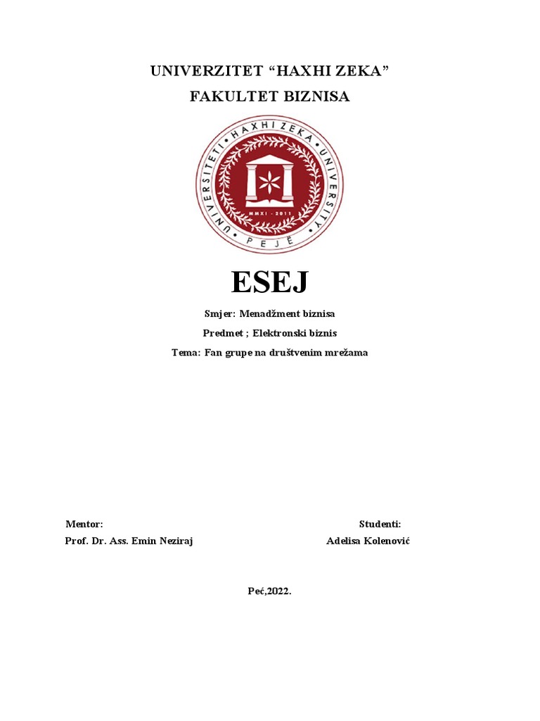 Esej 1 | PDF