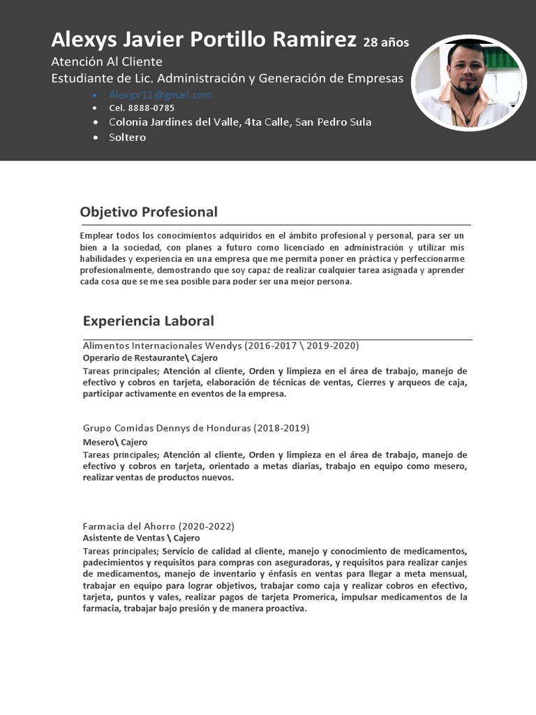Curriculum Alexys Portillo | PDF | Farmacia | Honduras