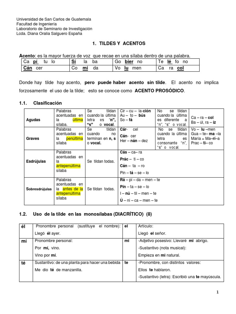 El Acento y Las Tildes | PDF | Lingüística | Sintaxis