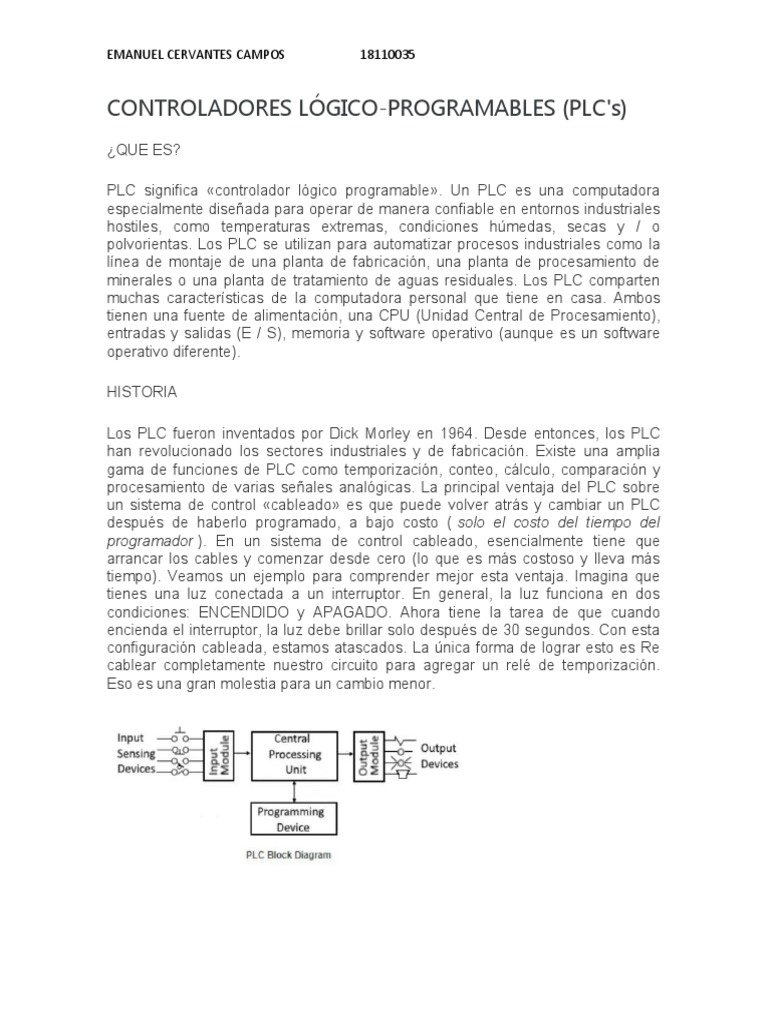 Controladores Lógicos Pdf Controlador Lógico Programable Lenguaje De Programación
