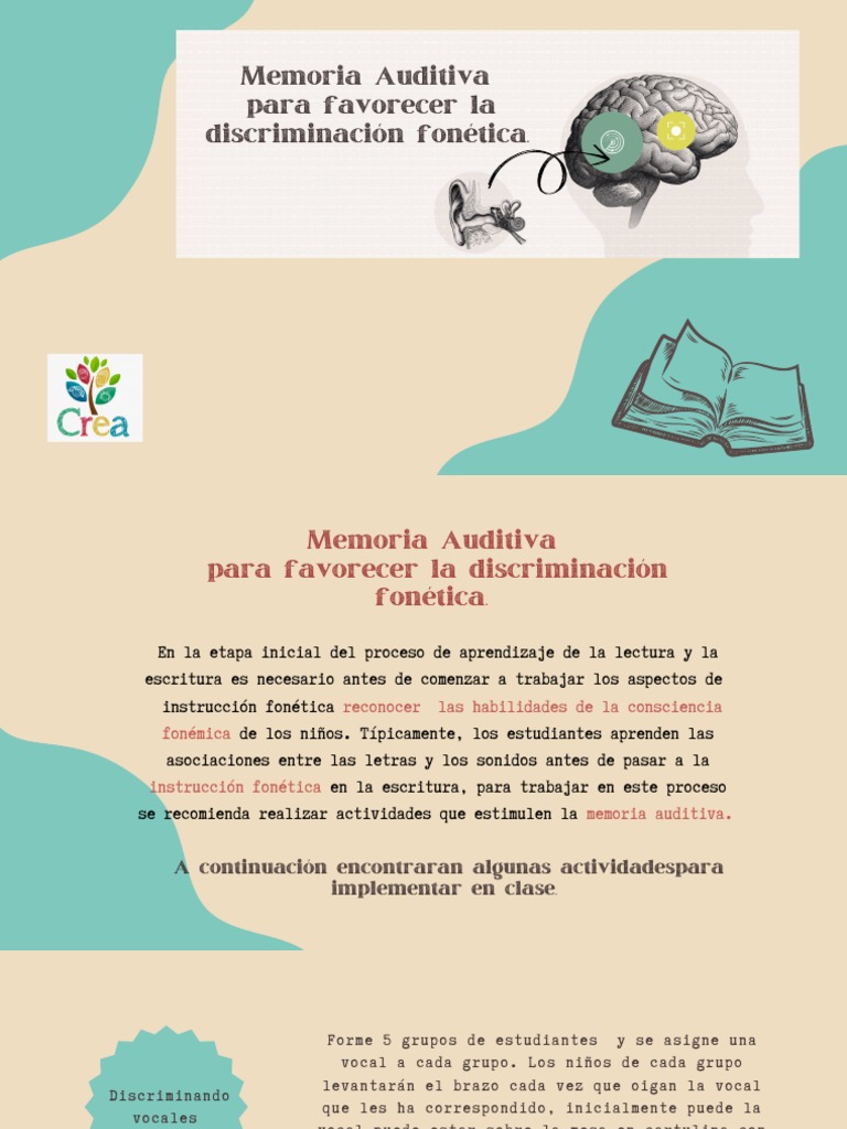 Actividades para Estimular La Memoria Auditiva | PDF | Fonética | Palabra