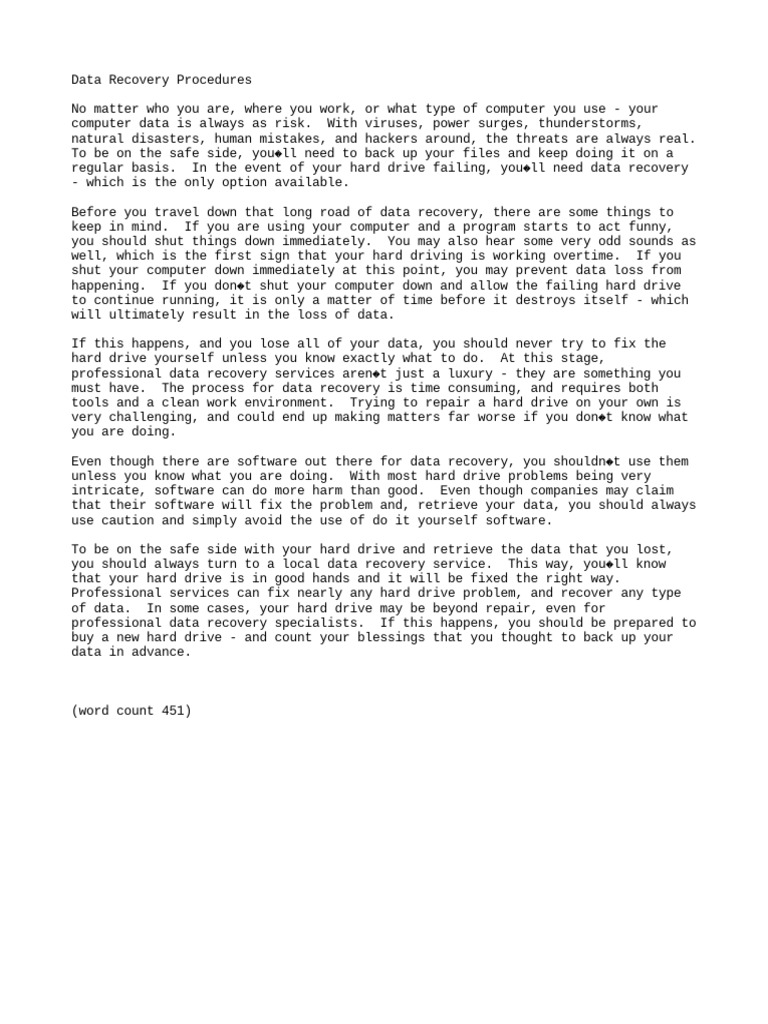 Data Recovery Procedures | PDF | Information Technology Management ...