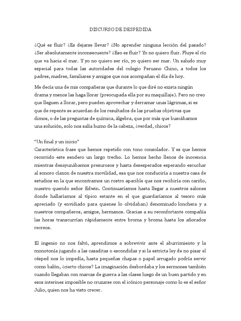 Discurso de Despedida | PDF