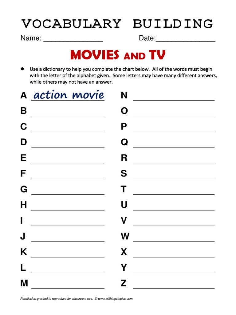 Movies, TV - Vocabulary Building | PDF