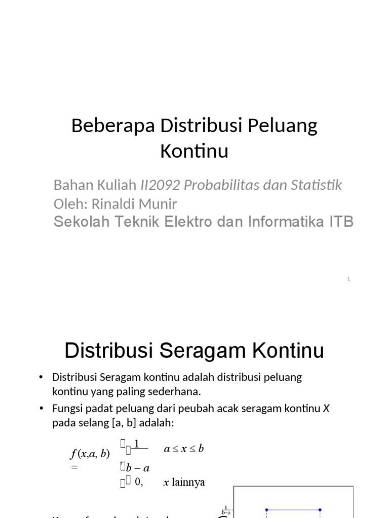 Distribusi Peluang Kontinu dan Contohnya | PDF