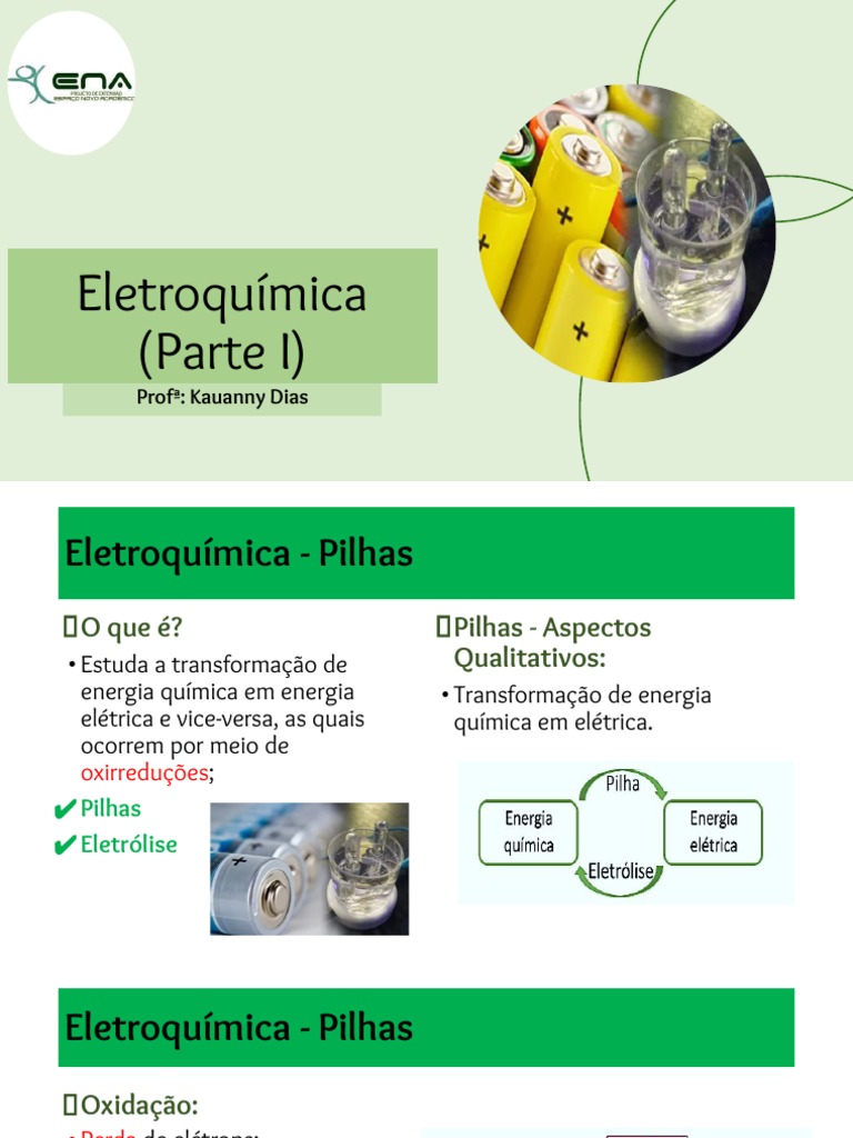 Eletroquímica (Pilhas - Parte II) .PPTM | PDF | Eletroquímica | Eletrodo