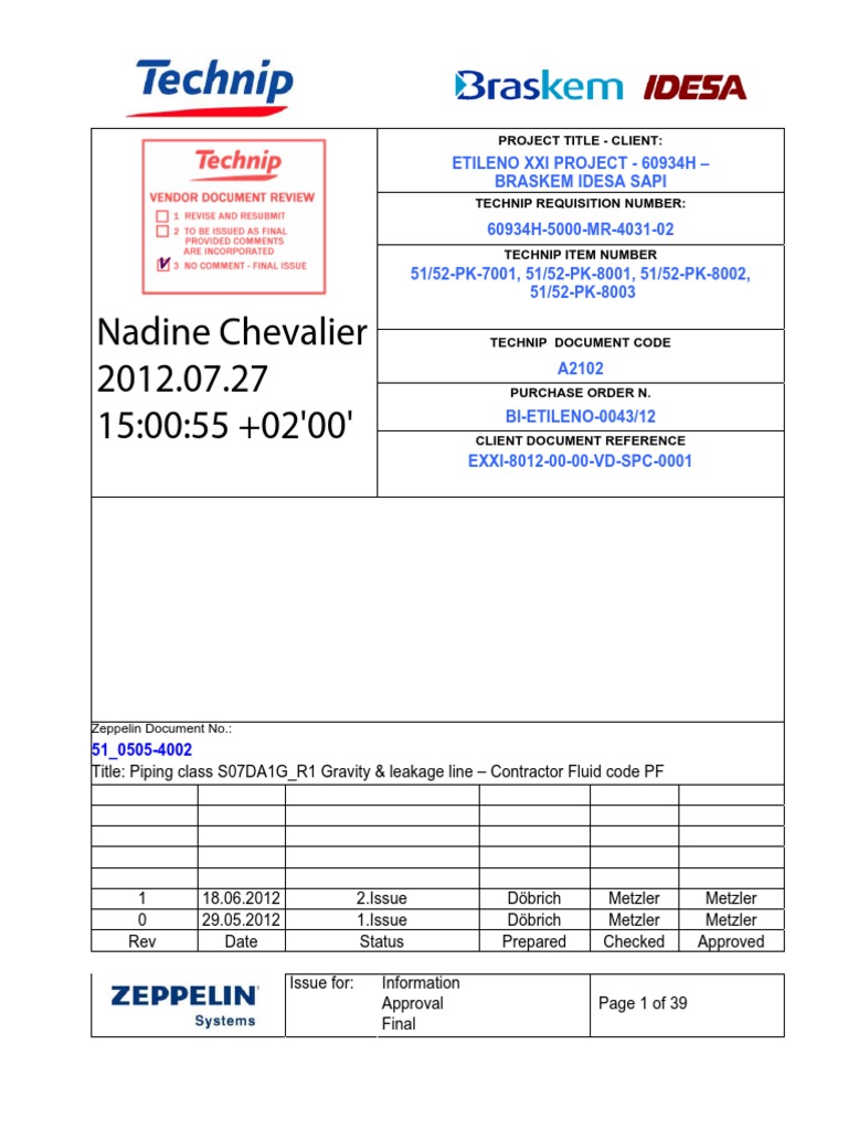 Exxi-8012-00-00-Vd-Spc-0001-01-C S07da1g-R1 | PDF | Gas Technologies ...