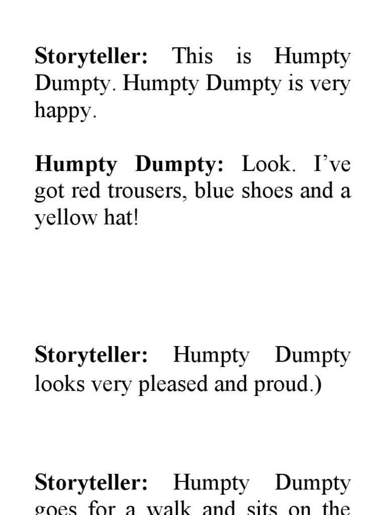 Humpty Dumpty's Happy Adventure | PDF | Language Arts & Discipline ...