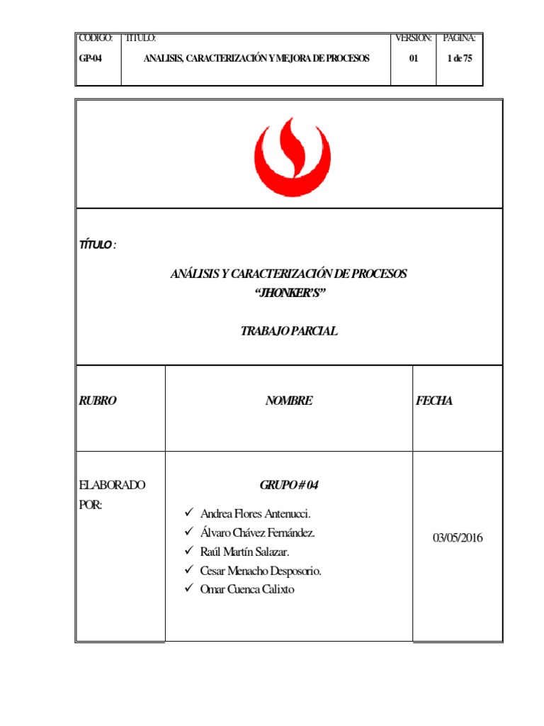 Trabajo Final Procesos | PDF | Calidad (comercial) | Procesos de negocio