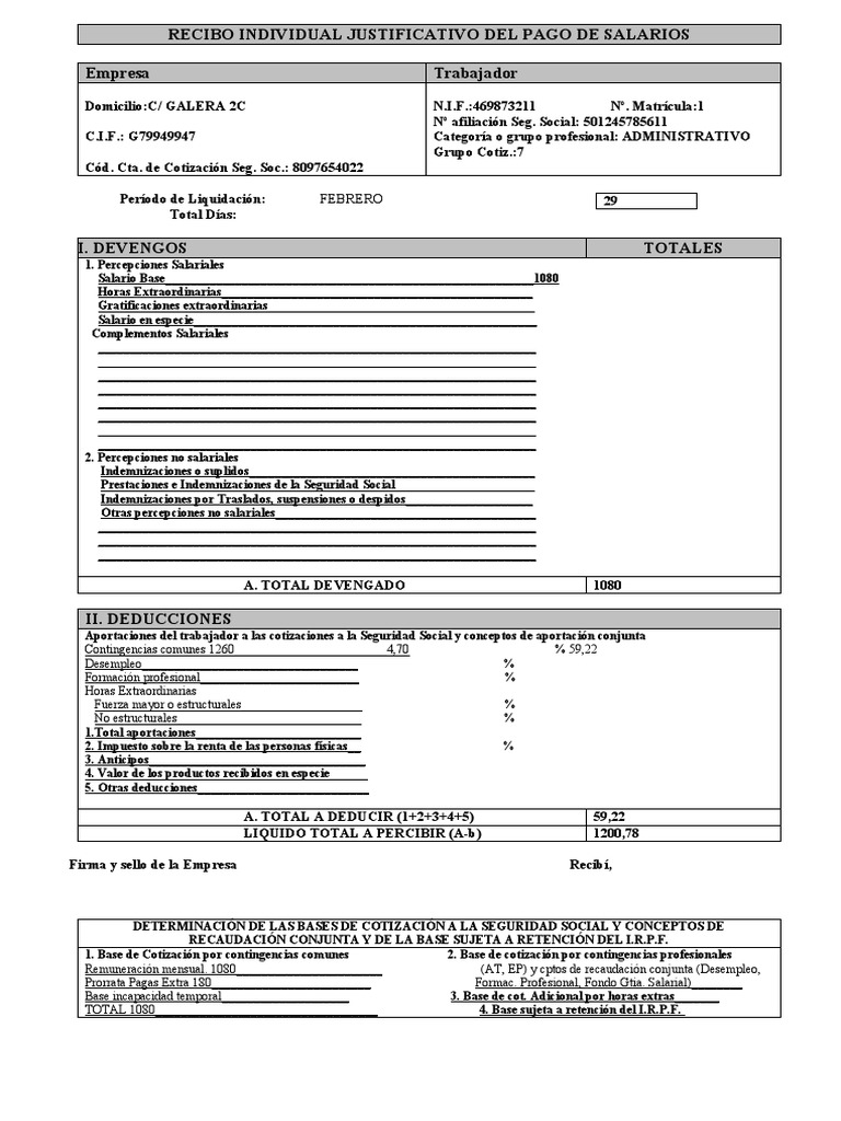 Modelo Nomina 2020 en Word 2 | PDF | Salario | Relaciones laborales