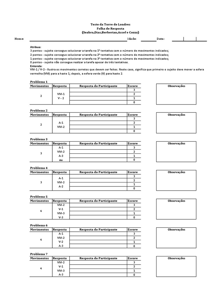 Teste Da Torre de Londres | PDF