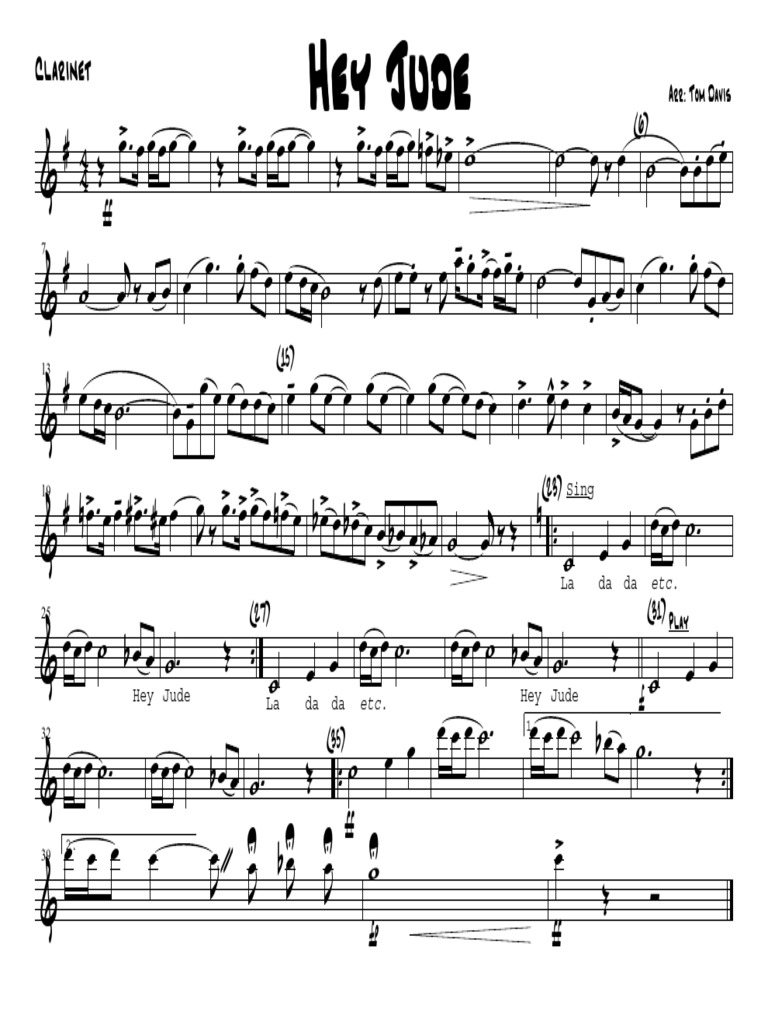 Hey Jude - Clarinet | PDF | Ouverture (échecs) | Échecs