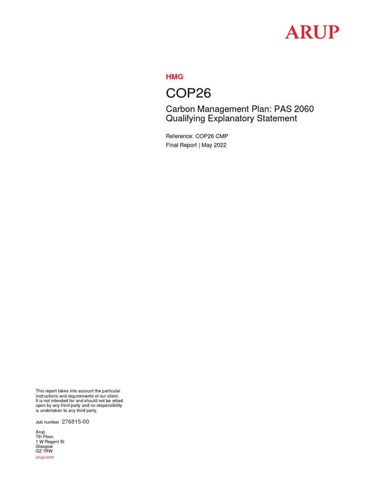 COP26 Carbon Management Plan Summary | PDF | Climate Change Mitigation ...