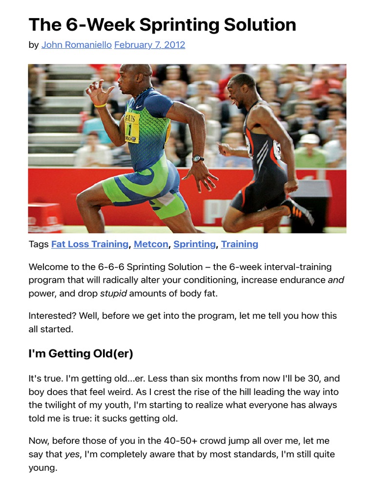 6 Week Sprint Soluties | PDF | Dieting | Physical Fitness