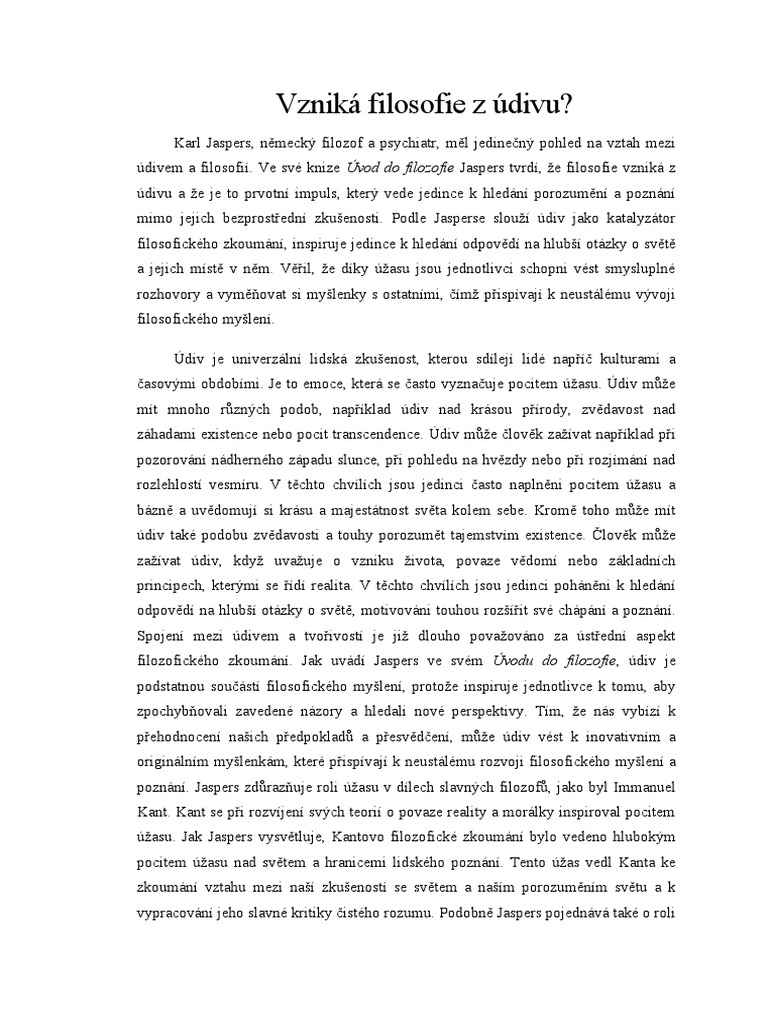 Vzniká Filosofie Z Údivu Bennourová | PDF