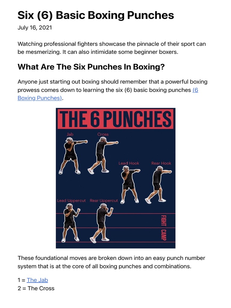 The Six Basic Boxing Punches: A Breakdown of the Fundamental Moves Every Boxer Should Know | PDF ...