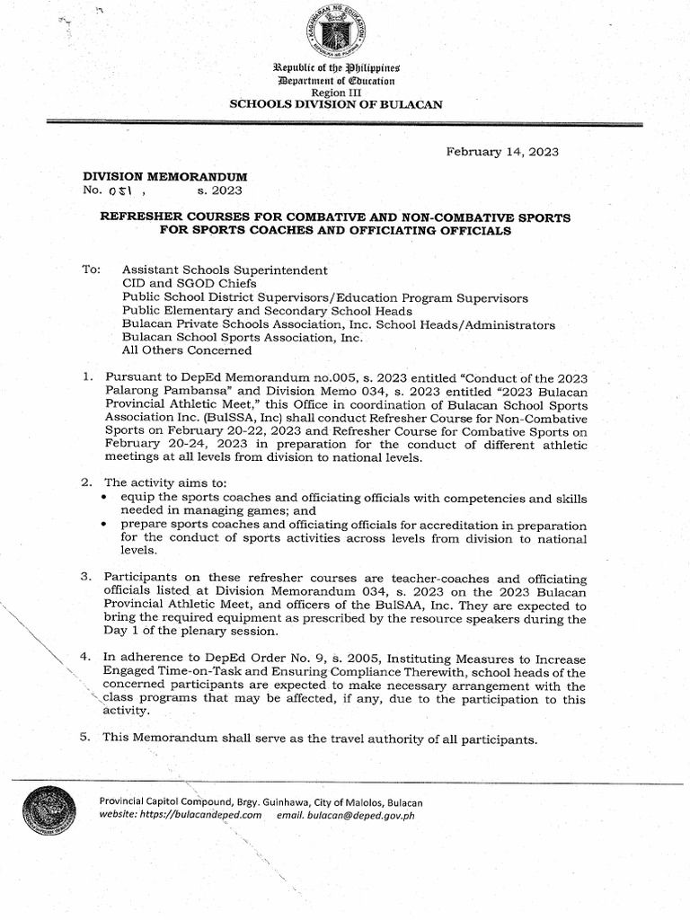 Div Memo No. 051 S. 2023 | PDF