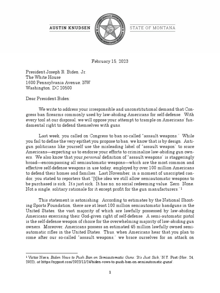 Attorneys General Letter To President Biden | PDF | Assault Weapon ...